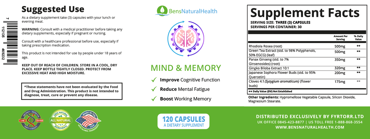 Mind & Memory Supplements｜Improve Focus｜Ben's Natural Health Bens ...